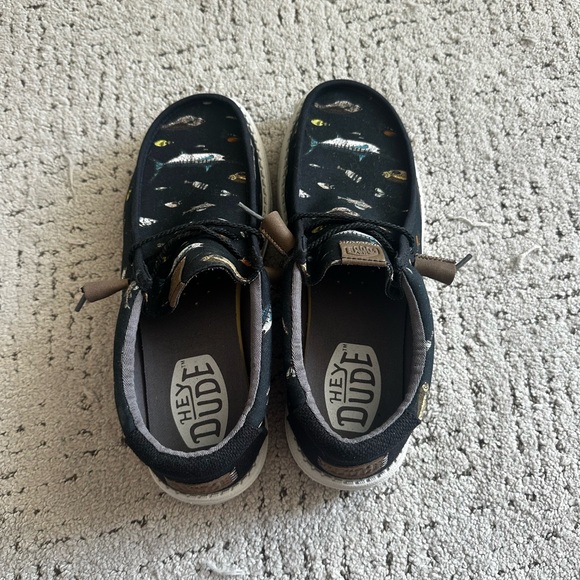 Hey Dude | Shoes | Hey Dude Fish Print Navy Blue | Poshmark